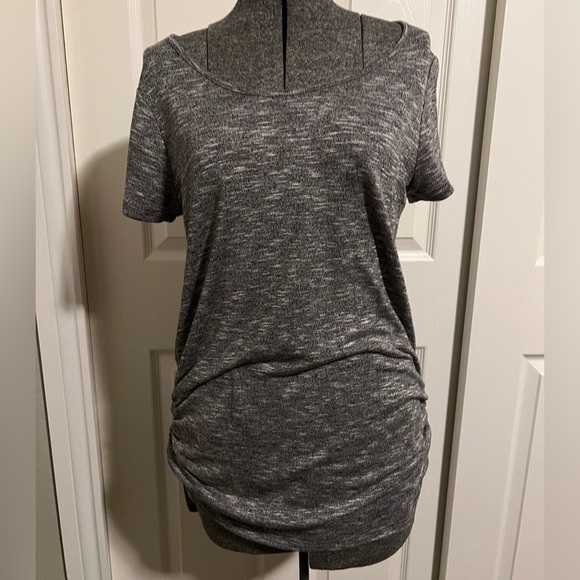 Cupio | Tops | Cupio Heather Dark Gray Top With Gathered Sides | Poshmark